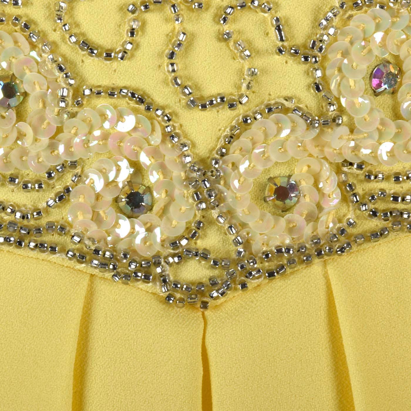 70s Formal Dress 70s Dress 70s Maxi Dress Bright Yellow Beaded Maxi ...