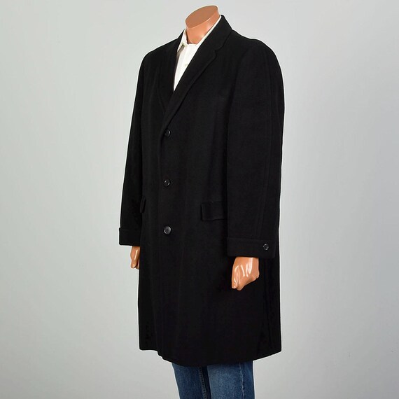Large Vintage 1960s Classic Black Three Button Overco… - Gem