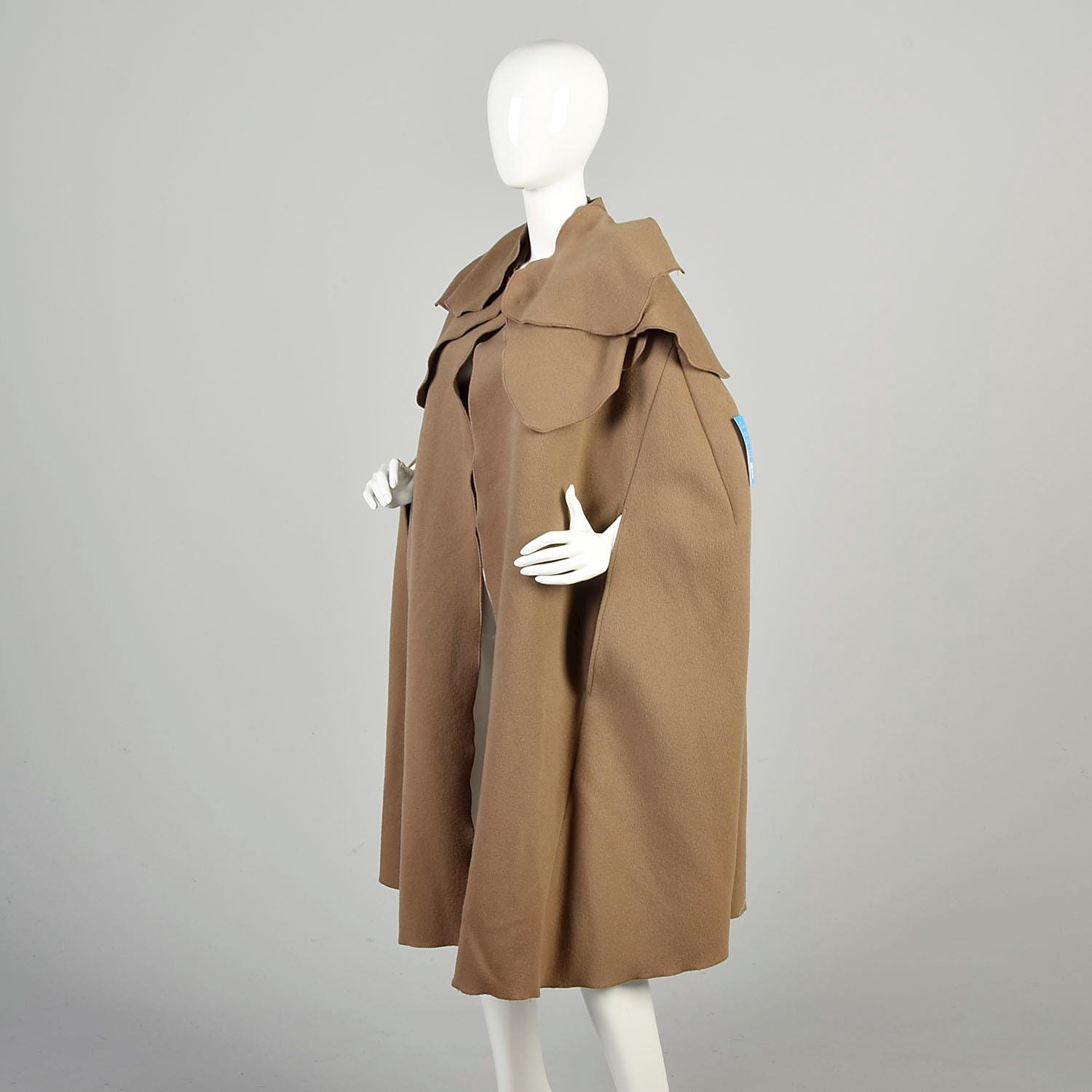 OSFM 1990s Brown Wool Cape Layered Shoulders Pockets Forest Fairy ...