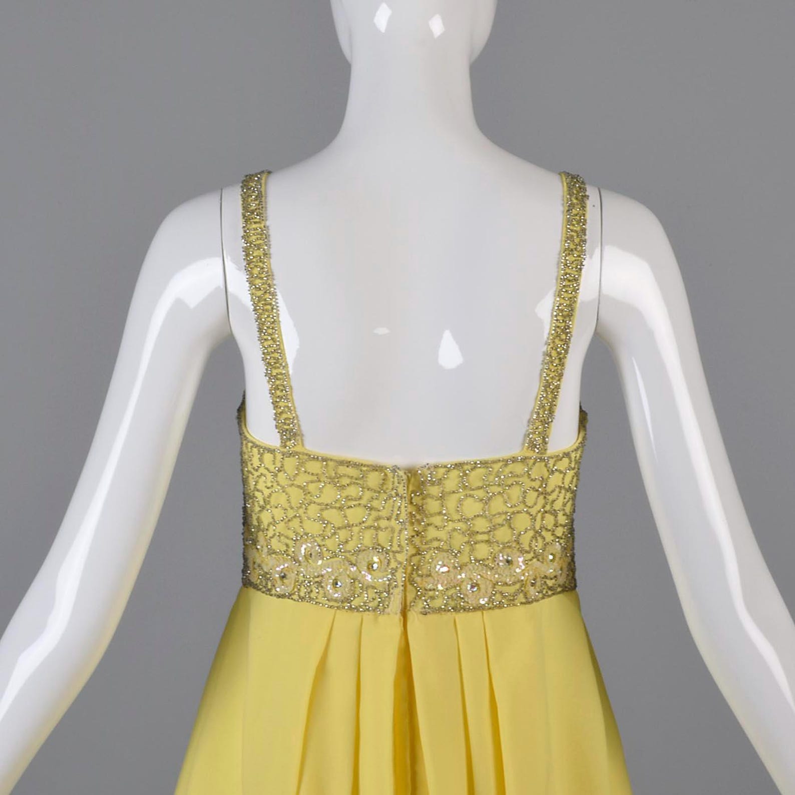 70s Formal Dress 70s Dress 70s Maxi Dress Bright Yellow Beaded Maxi ...