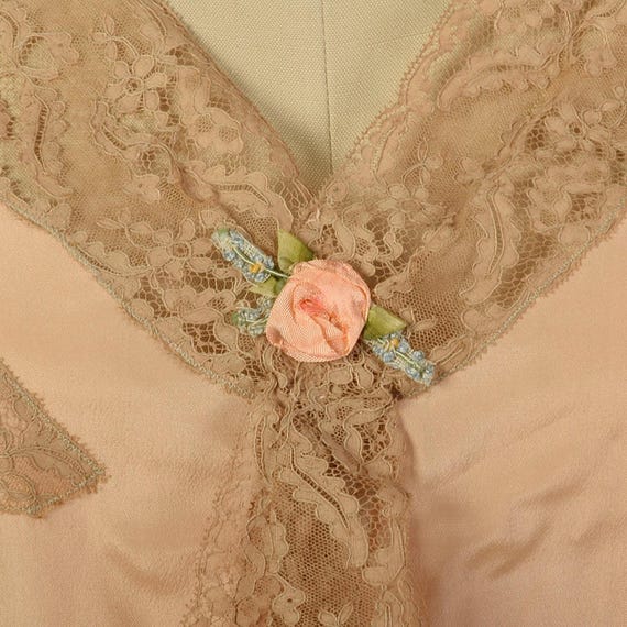 3XL 1920s Nightgown Boudoir Lingerie Peach Volup Slee… - Gem
