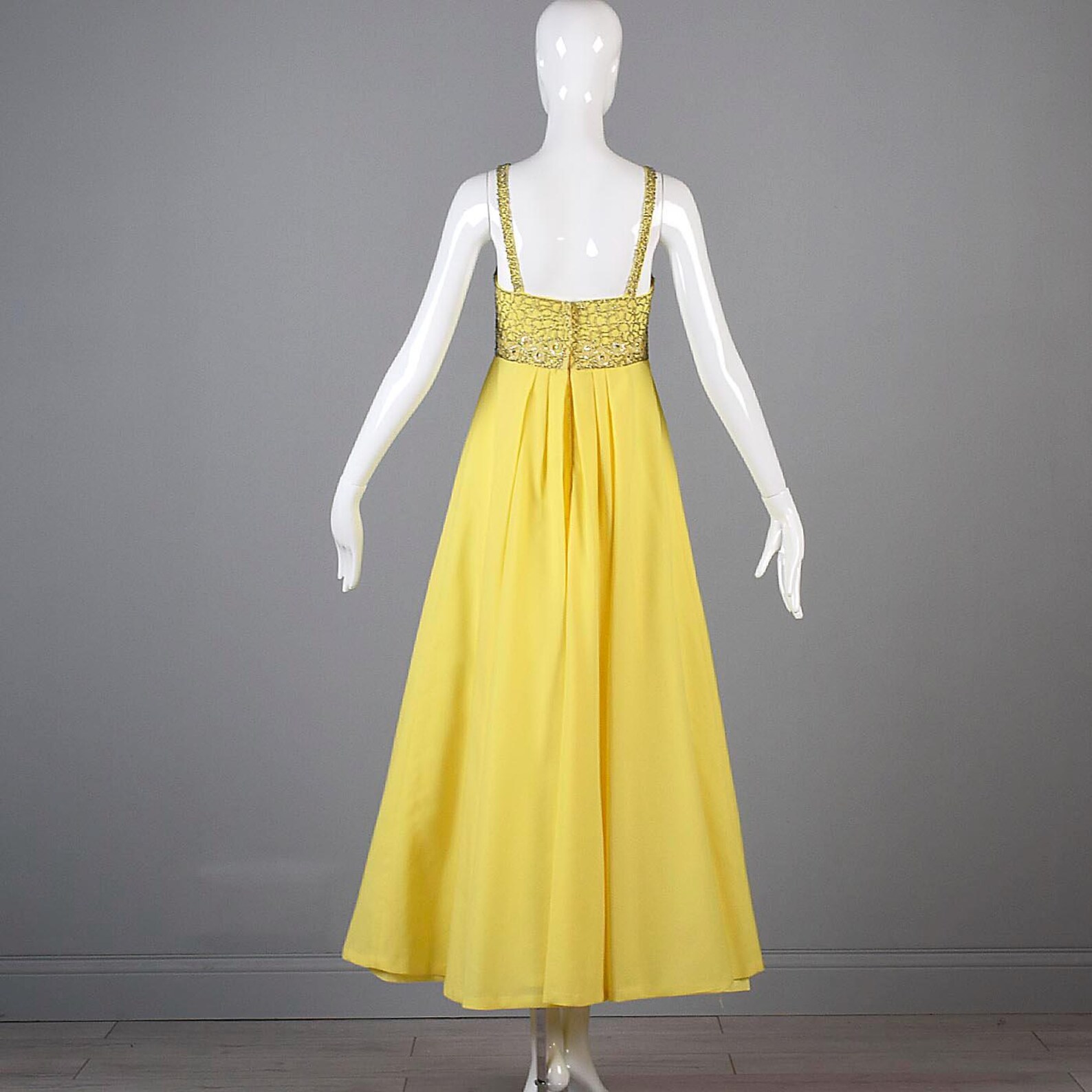 70s Formal Dress 70s Dress 70s Maxi Dress Bright Yellow Beaded Maxi ...