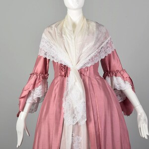 XS Reproduction 1780s Robe A L'anglais Dress Box Pleat Ruffle Petticoat ...