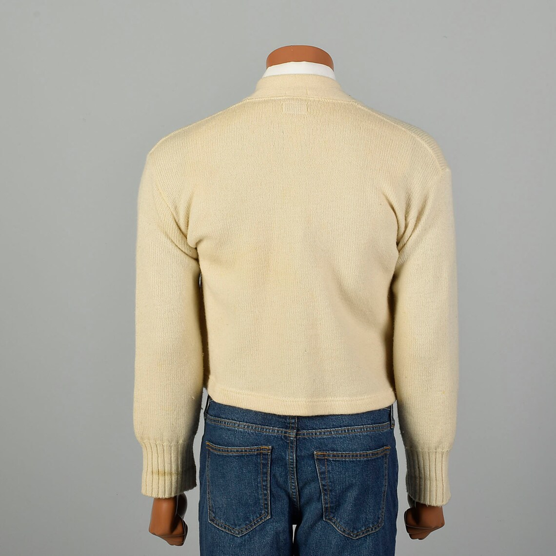 Large 1950s Vintage Cardigan Cream Off-white Fraternity Emblem Patch ...