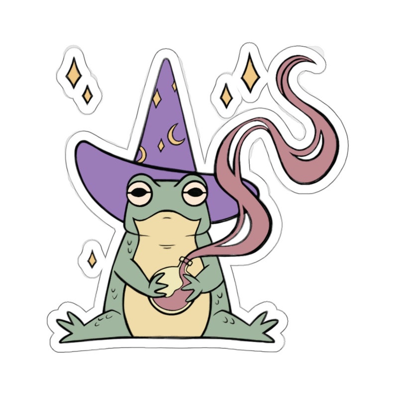 Cute Frog Wizard Sticker, Cute Wizard Sticker, Cute Frog Sticker,animal ...