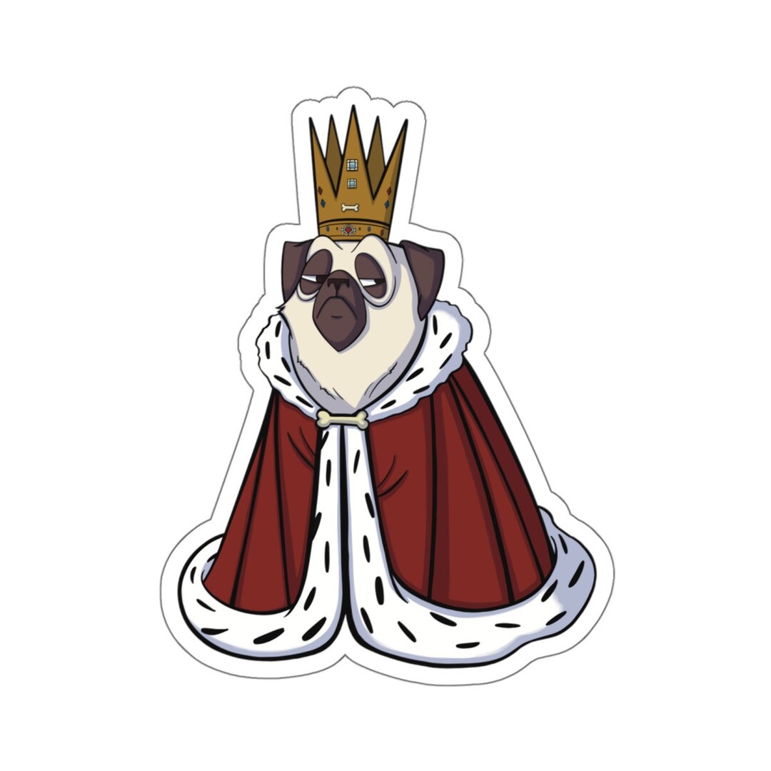Cute King Pug Sticker, Cute Fawn Pug Sticker, Animal Vinyl Stickers ...