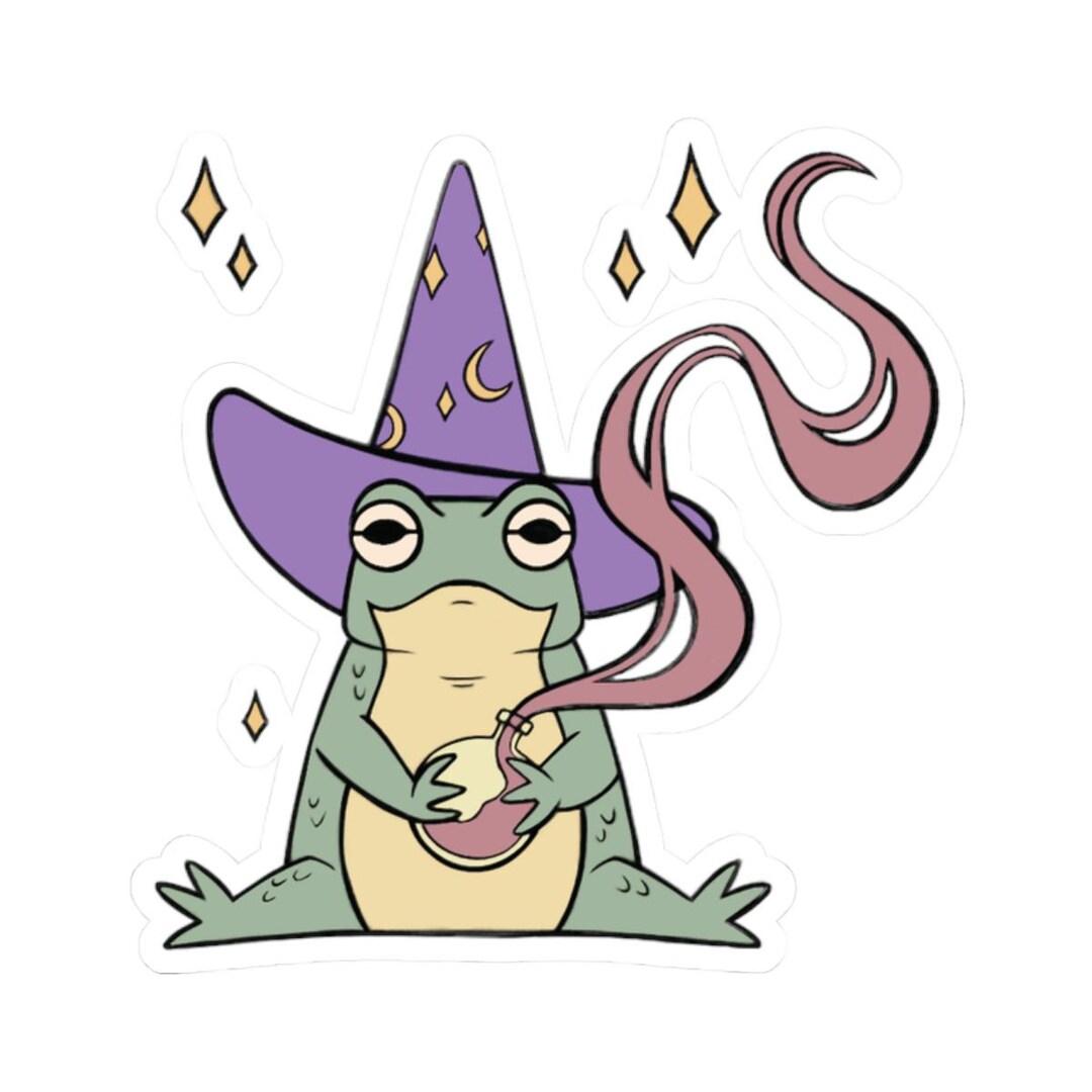 Cute Wizard Frog Sticker, Cute Mushroom Frog, Cute Frog Stickers ...