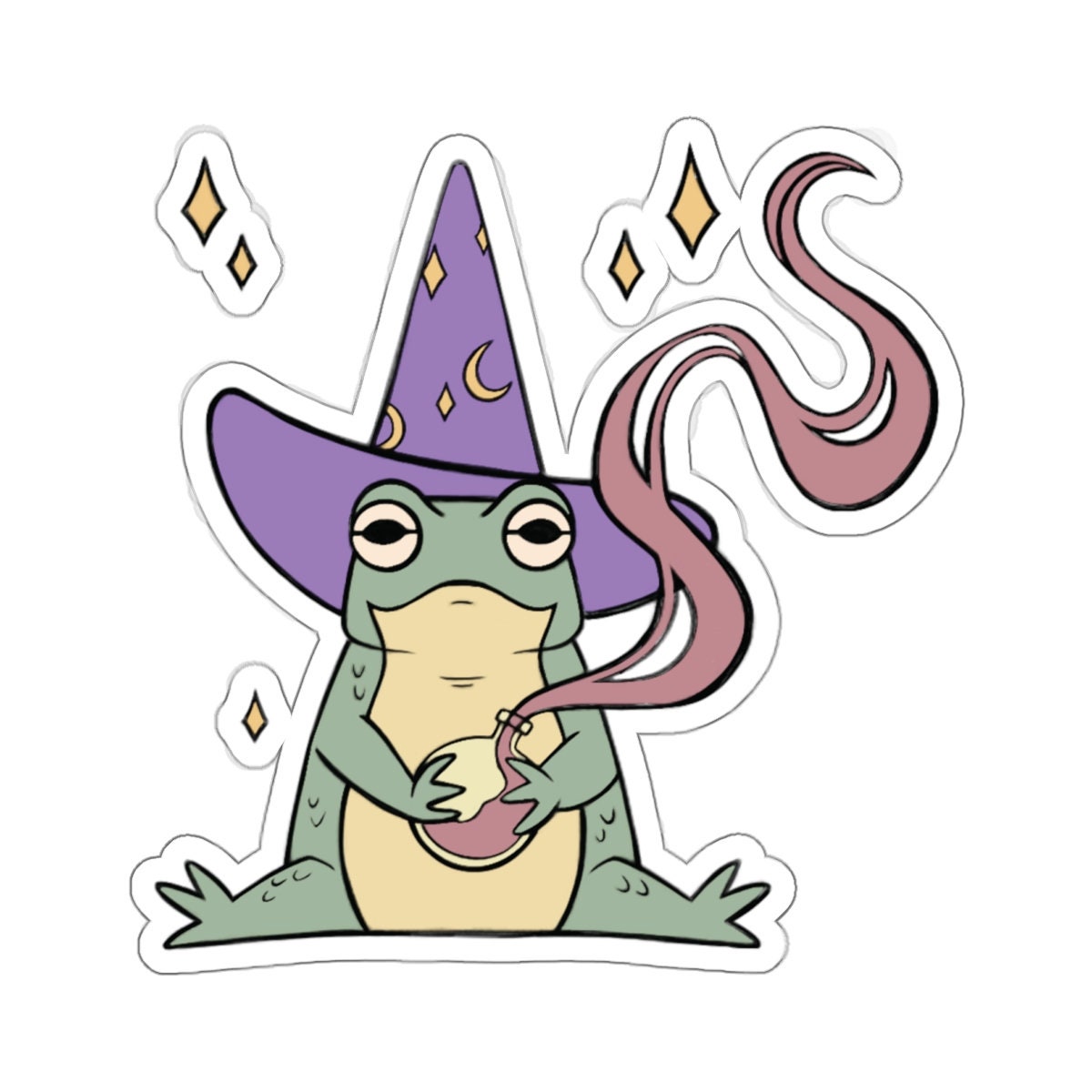 Cute Frog Wizard Sticker, Cute Wizard Sticker, Cute Frog Sticker,animal ...