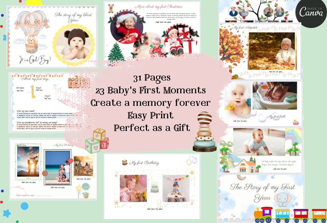First Year Baby Memory Book/ Baby Album Printable/ Baby Boy-girl ...