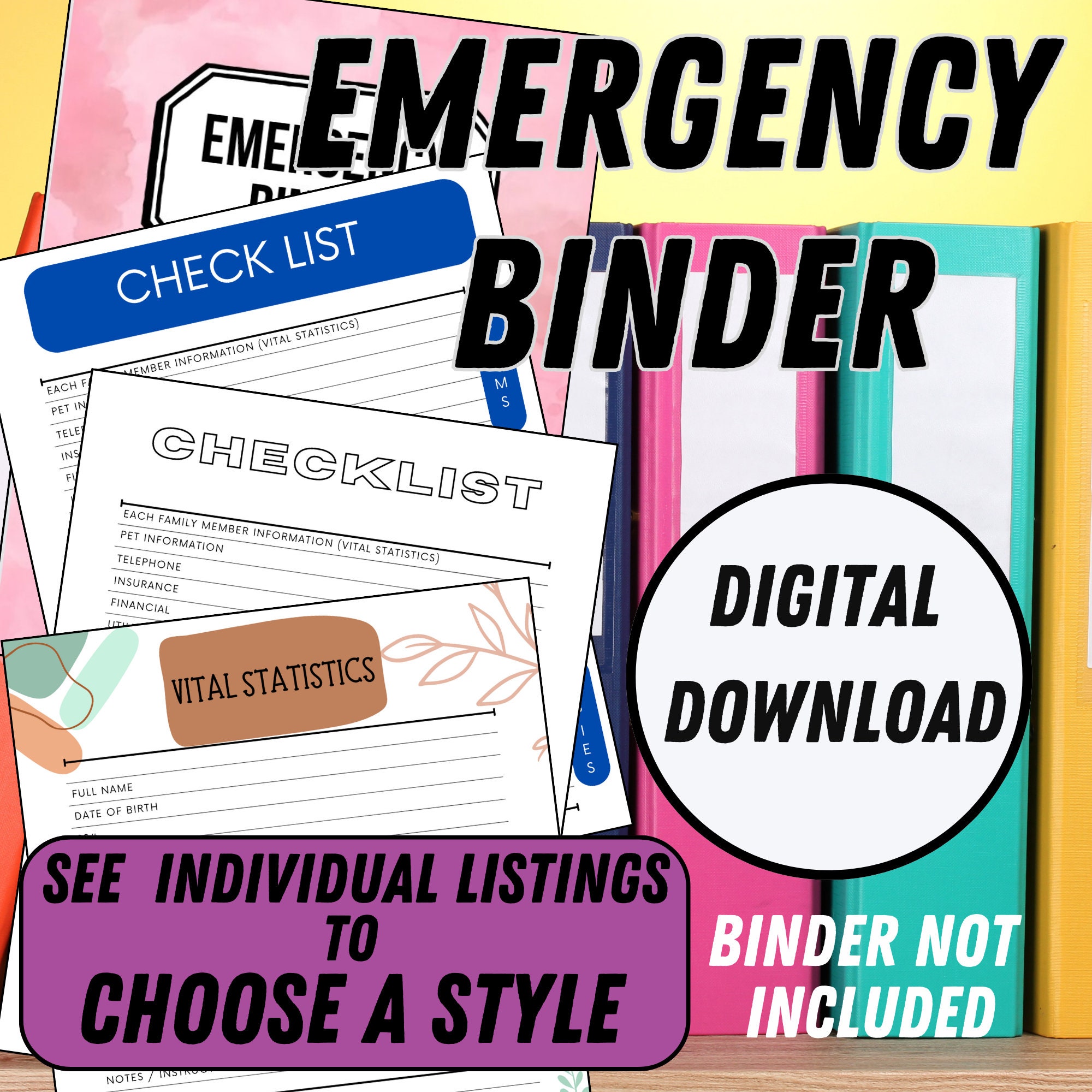 Emergency Binder, Printable Download Forms, Emergency Folder Forms ...