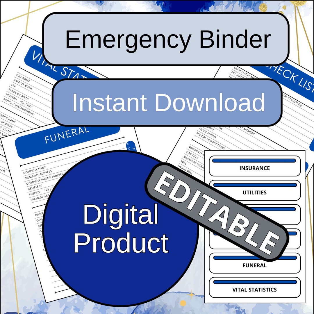 Emergency Binder, Printable Download Forms, Emergency Folder Forms ...