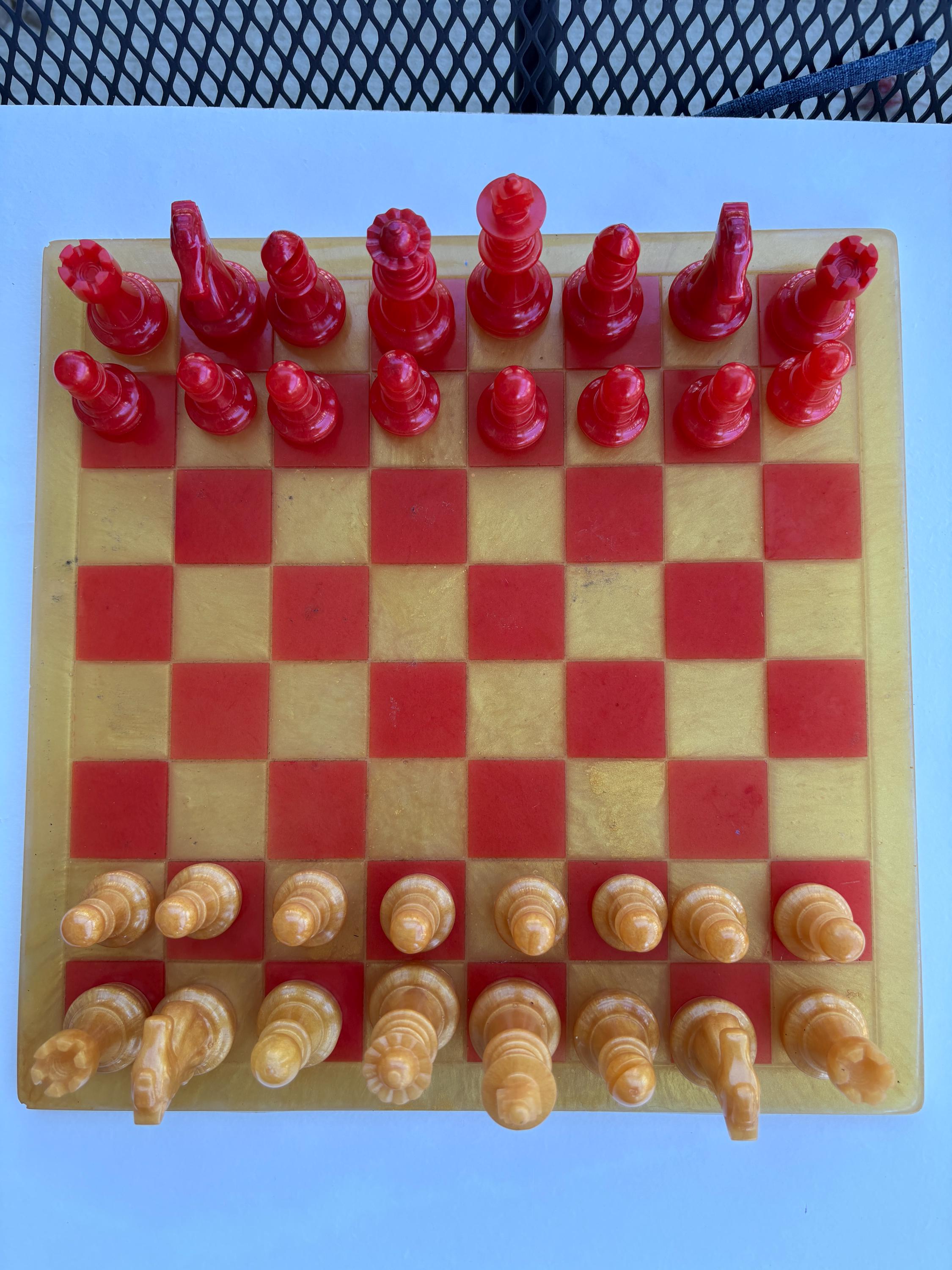 Red and Yellow Chess Set, Resin Made Chess Set - Etsy
