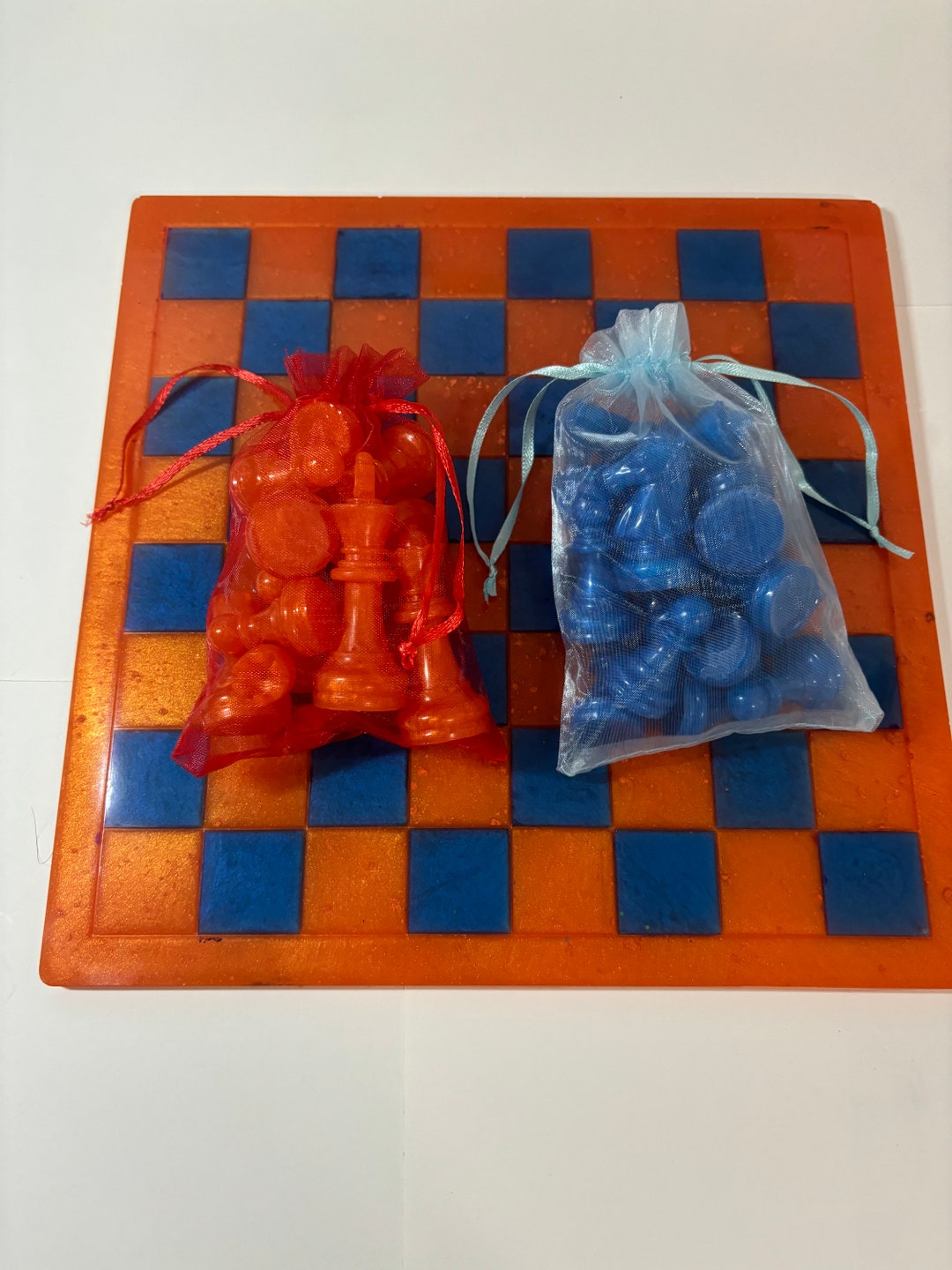 Blue and Orange Chess Set Resin Chess Set - Etsy