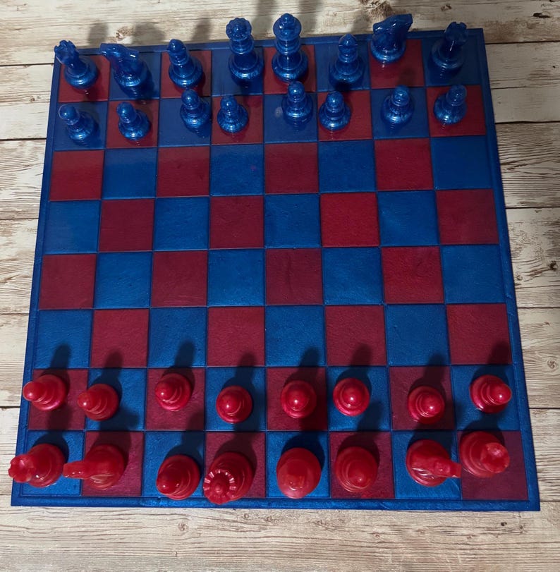 Red and Blue Customizable Resin Chess Set - Etsy