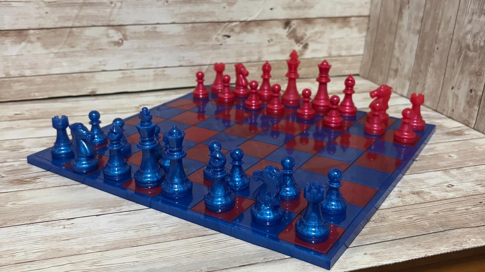 Red and Blue Customizable Resin Chess Set - Etsy