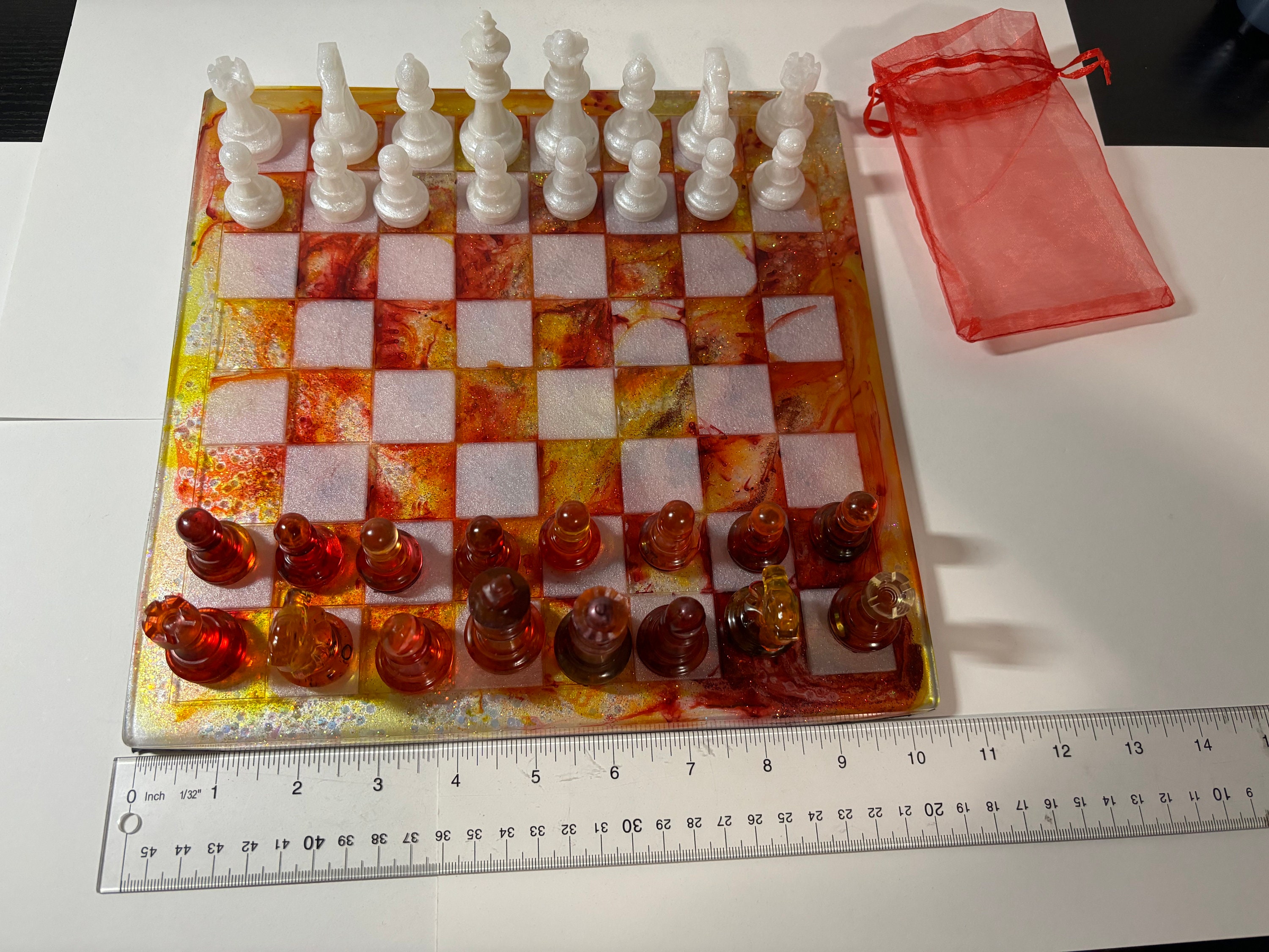 Fire Designed Chess Set Lava Chess Set Melting Design Chess Set White ...