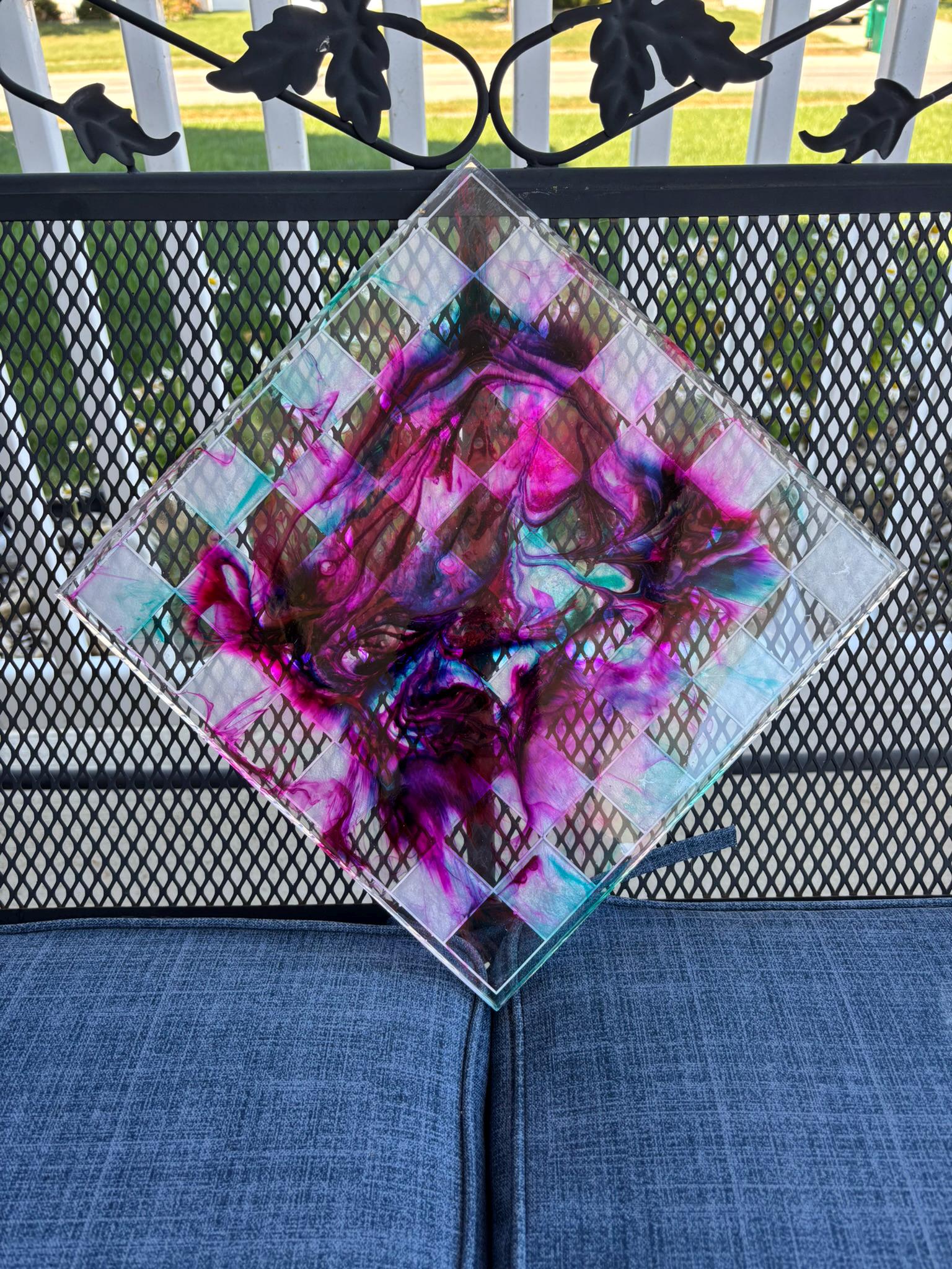 Outer Space Chess Set, White and Inked Clear Chess Set, Resin Chess Set ...