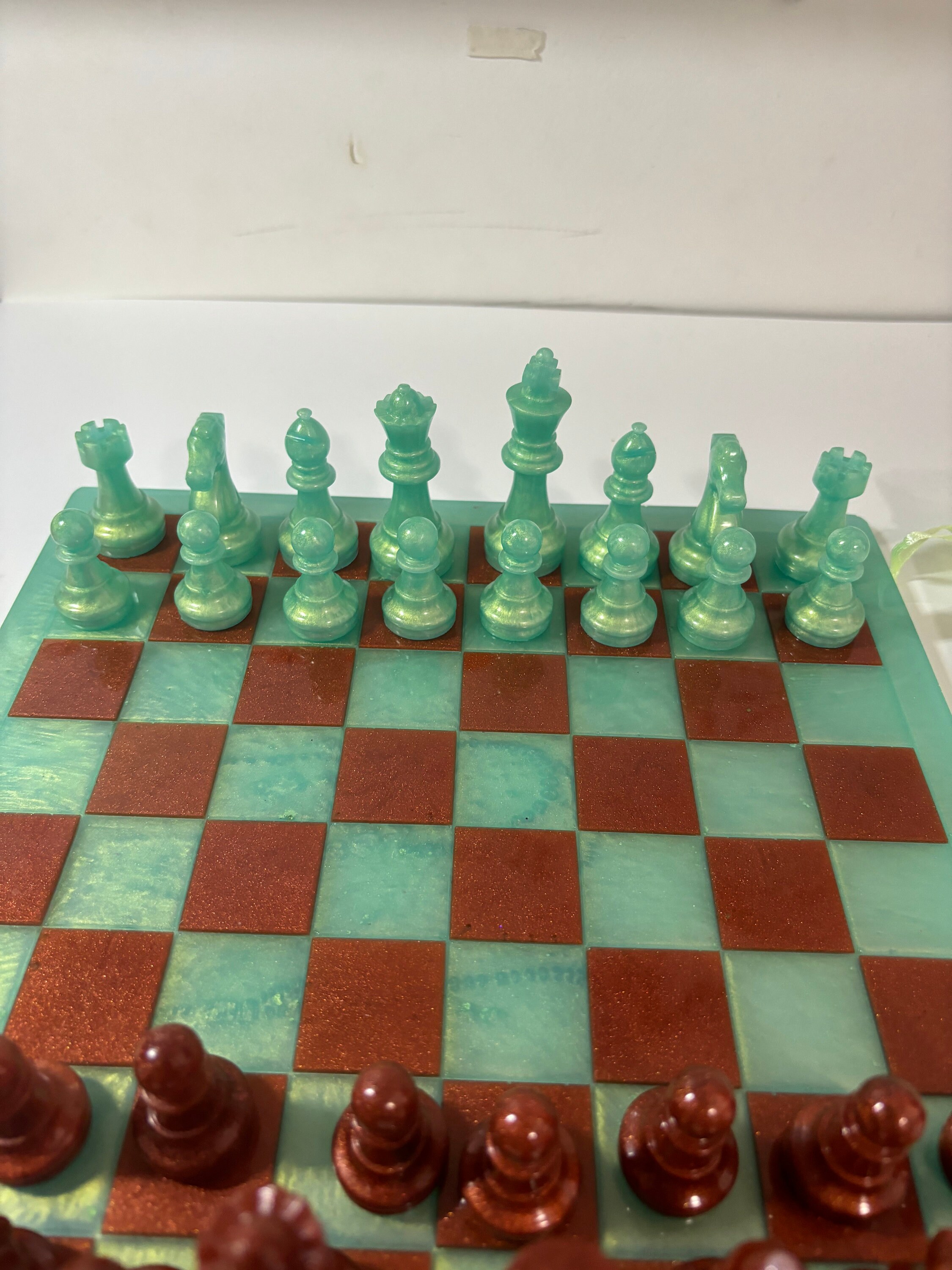 Mint and Bronze Chess Set Green and Brown Chess Set Copper Chess Set ...