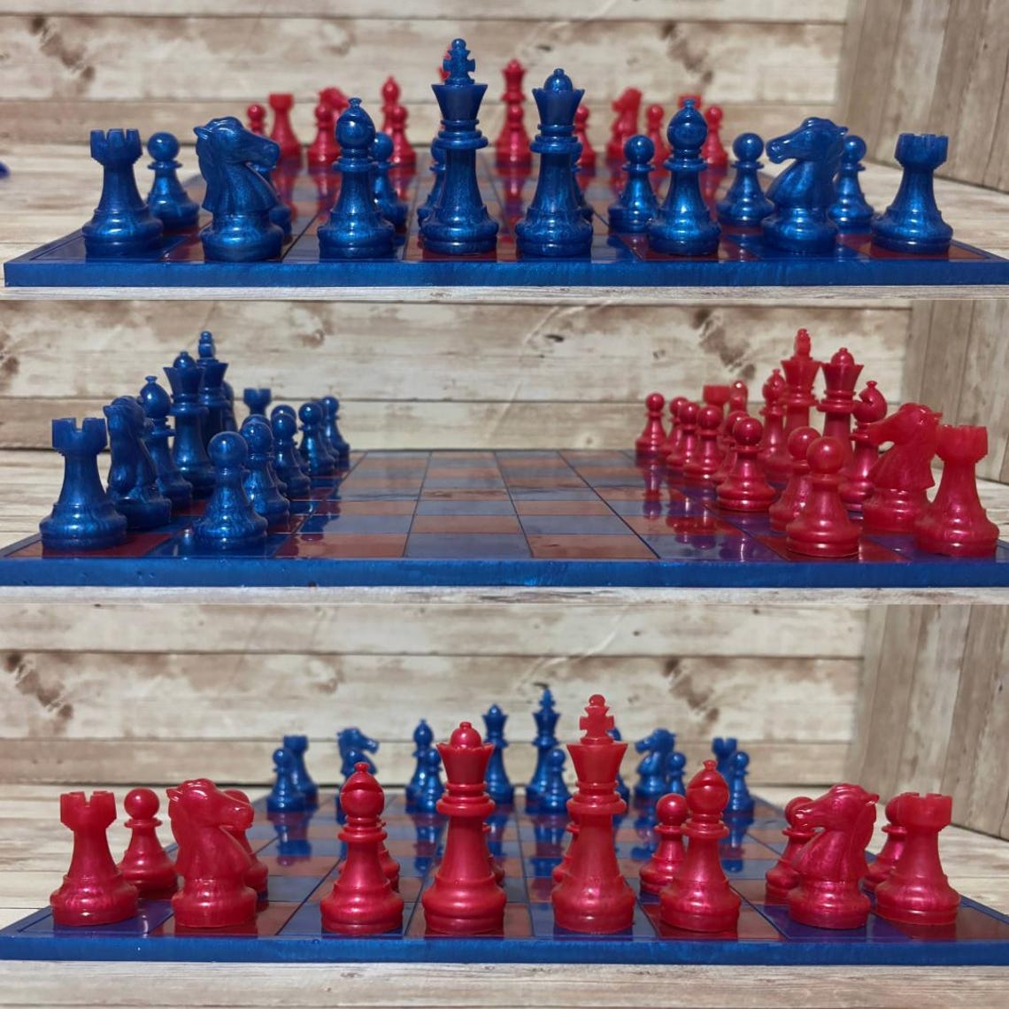 Red and Blue Customizable Resin Chess Set - Etsy