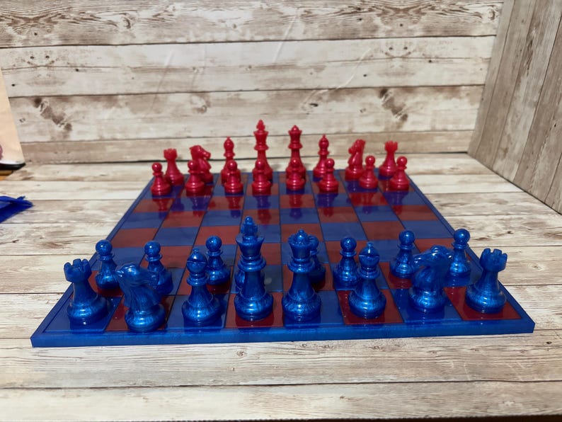 Red and Blue Customizable Resin Chess Set - Etsy