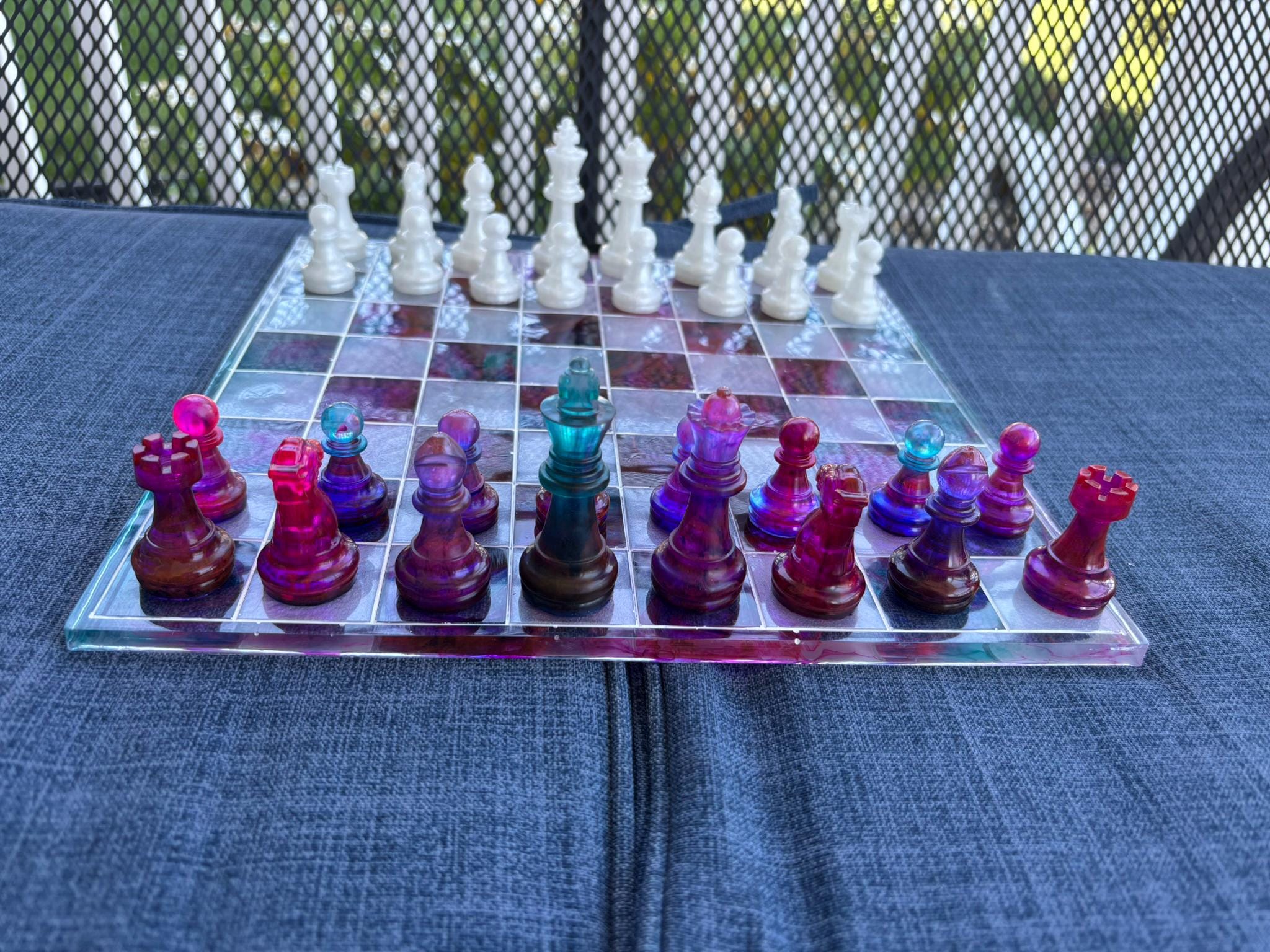 Outer Space Chess Set, White and Inked Clear Chess Set, Resin Chess Set ...