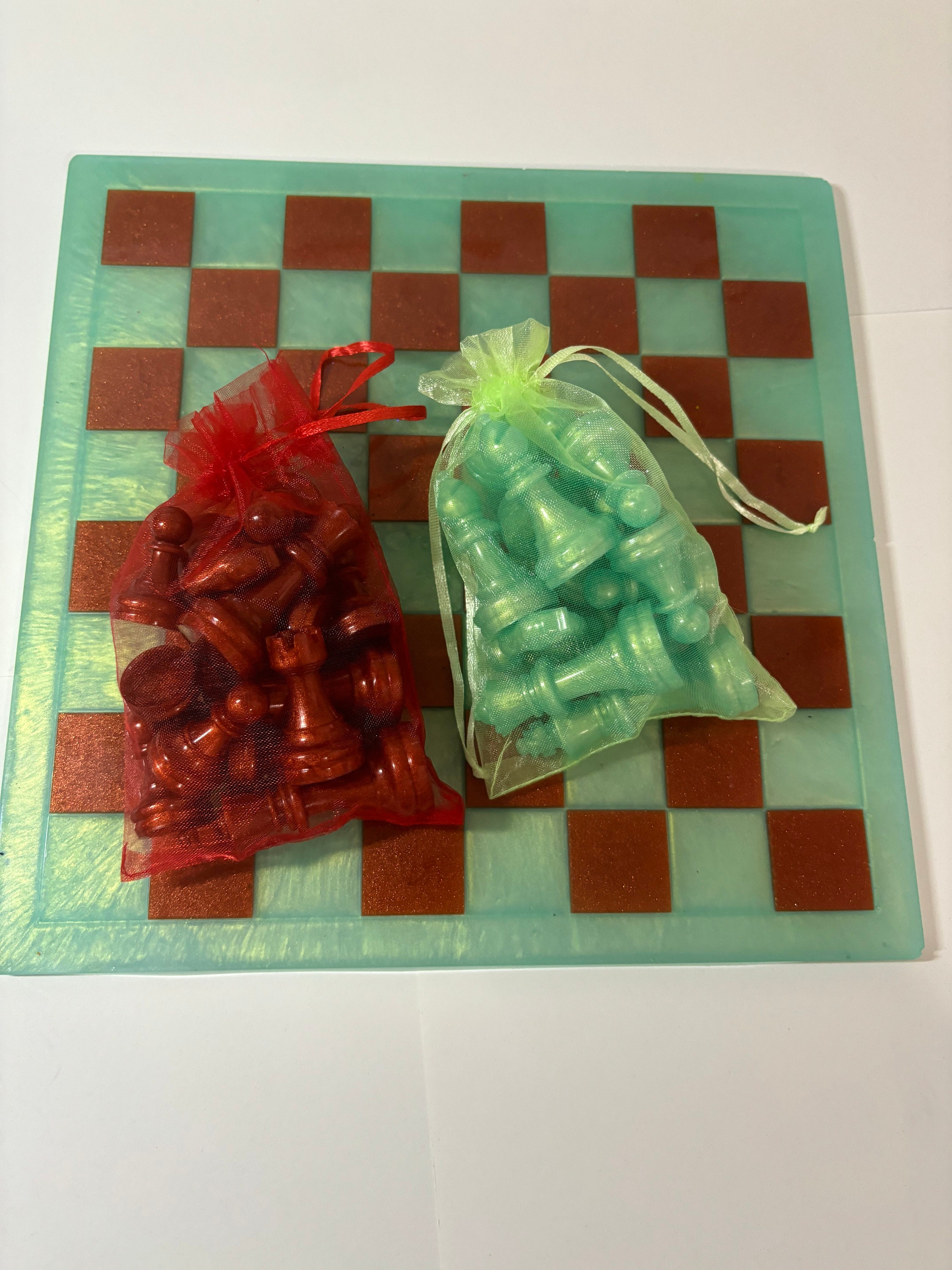 Mint and Bronze Chess Set Green and Brown Chess Set Copper Chess Set ...