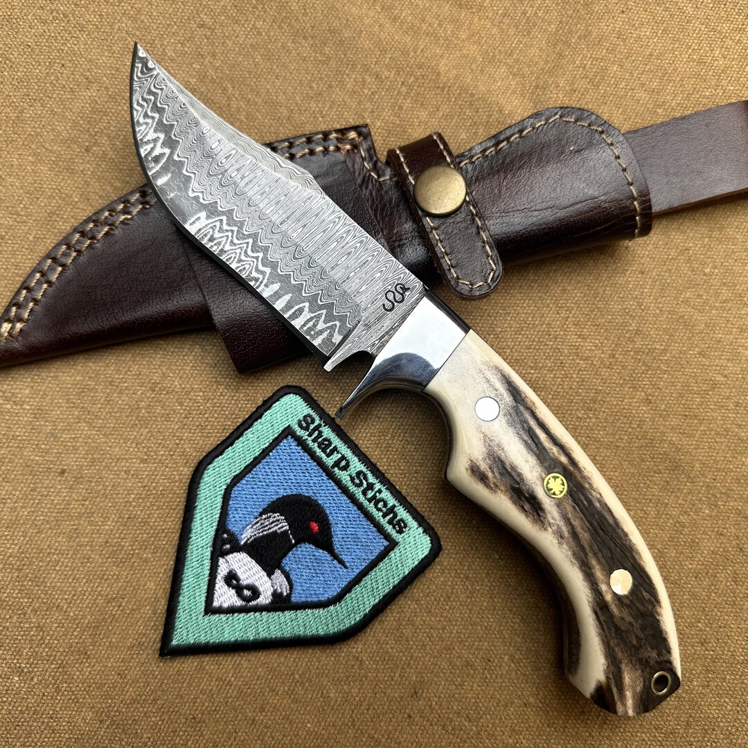 SS Hand Forged Damascus Steel Hunting Skining Camping Knife - Etsy