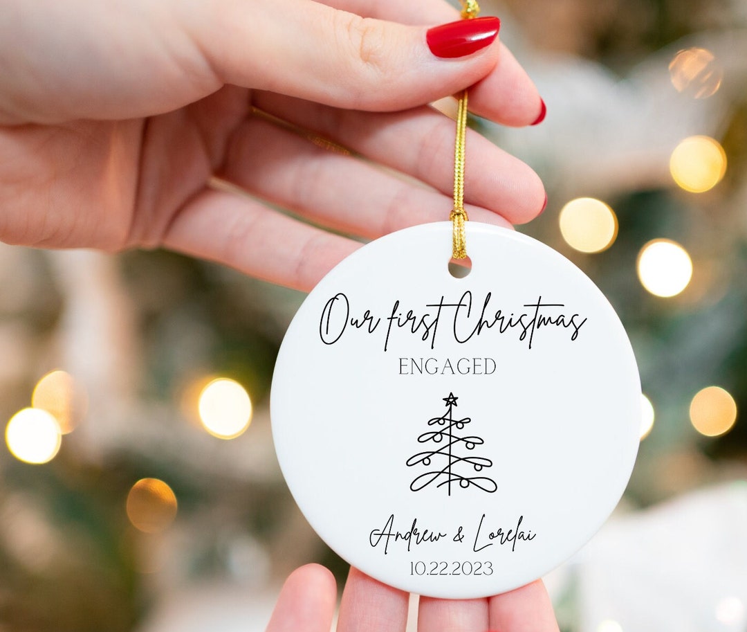First Engaged Christmas Ornament, First Christmas, Personalized Engaged ...