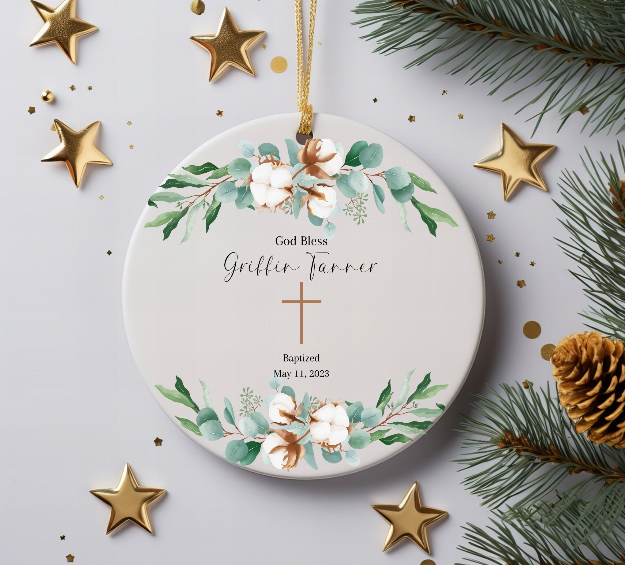Baptism Gift, Personalized Baptism Christmas Ornament, Baby Dedication ...