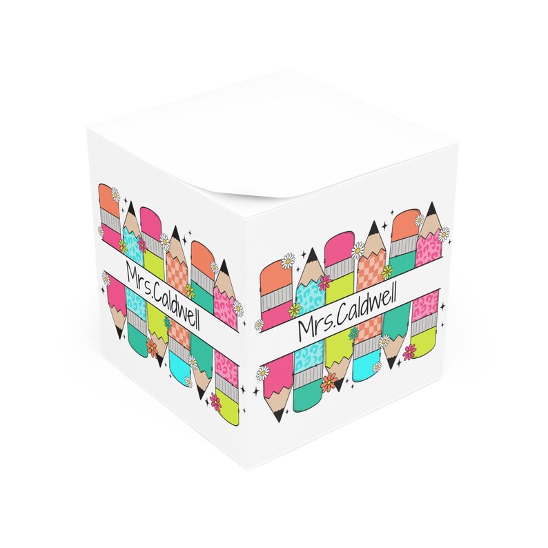 Personalized Post It Note Cube for Teachers, Cute Desk Organizer ...