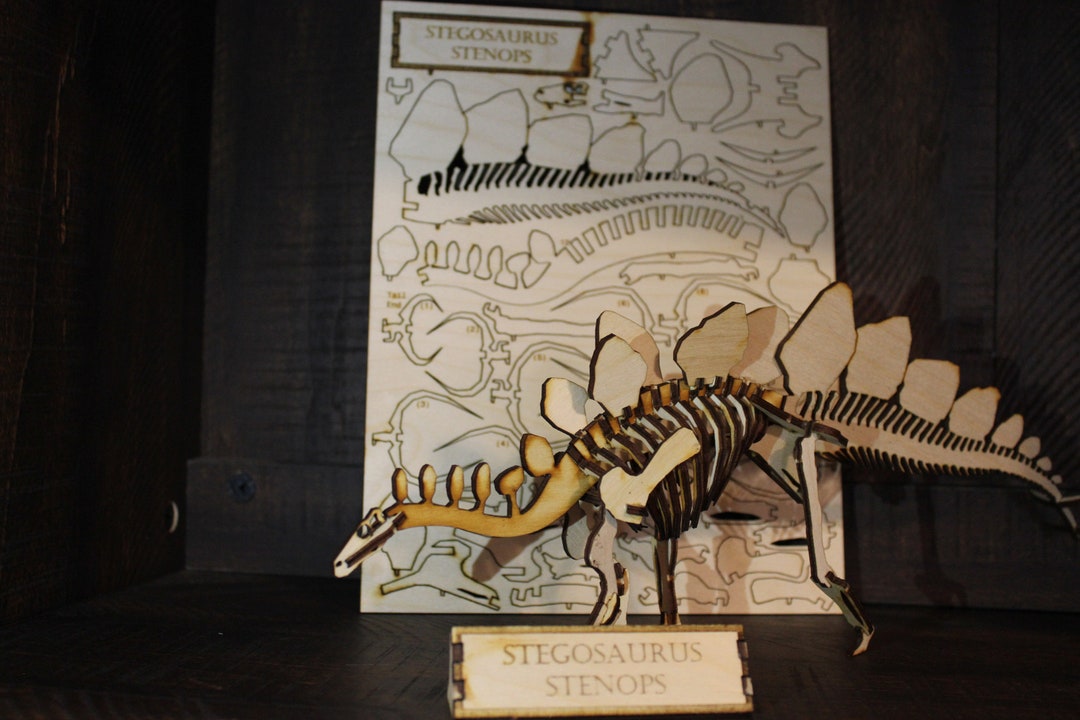 Dinosaur Puzzle KIT Stegosaurus Fossil Puzzle Wooden Stegosaur Display ...