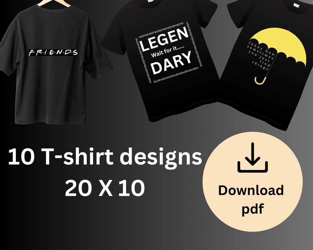 10 Digital T-shirt Designs for Print on Demand Romcom Dialogues Friends ...