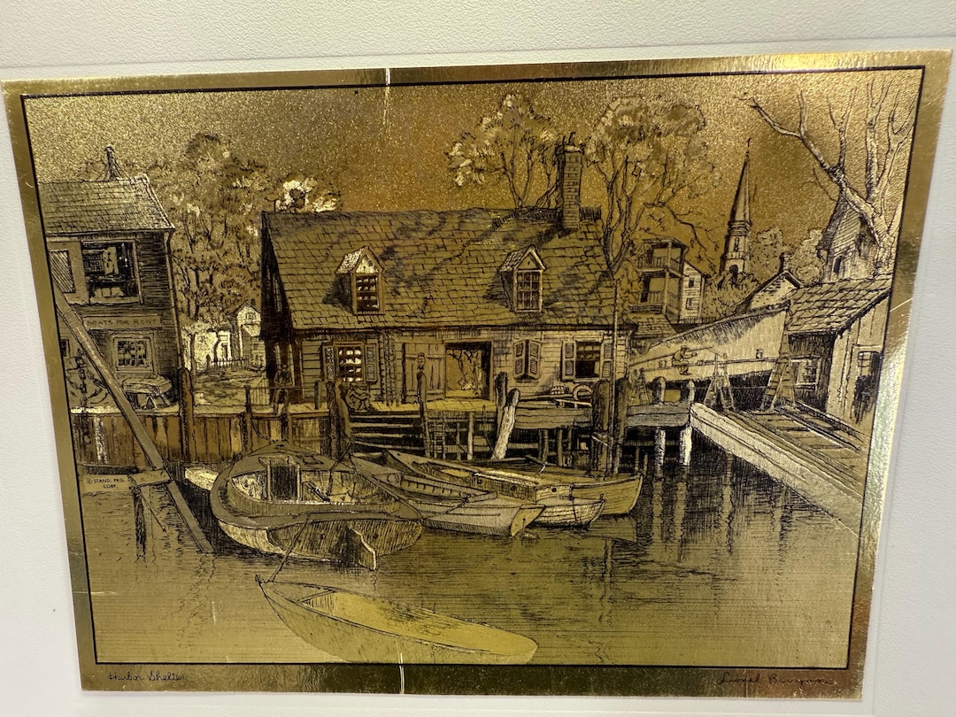Vintage Lionel Barrymore Gold Foil Etching “harbor Shelter” Unframed ...