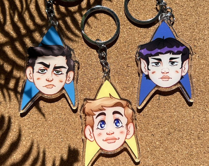 TOS/AOS Big 3 Keychains | Space Trek Folks | Gift and Merchandise for ...