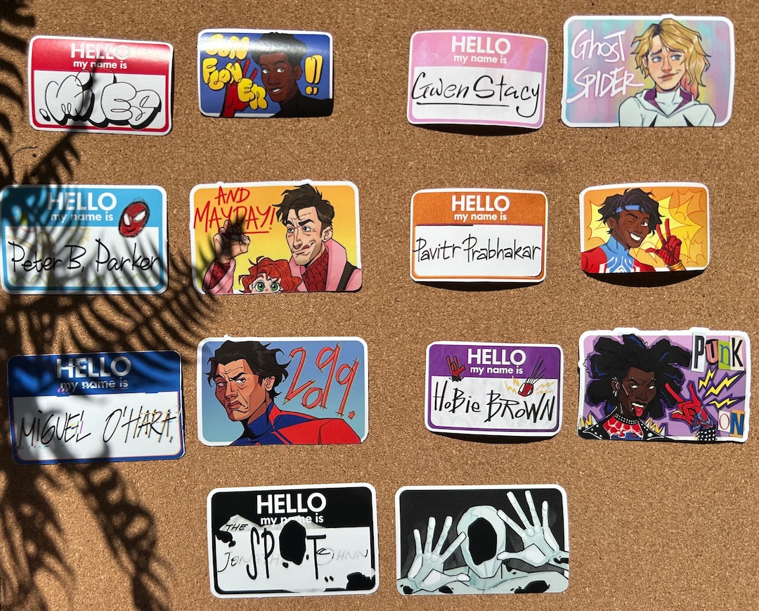 Spiderverse Name-tag Stickers | Marvel Spider-man Sticker Gifts for ...