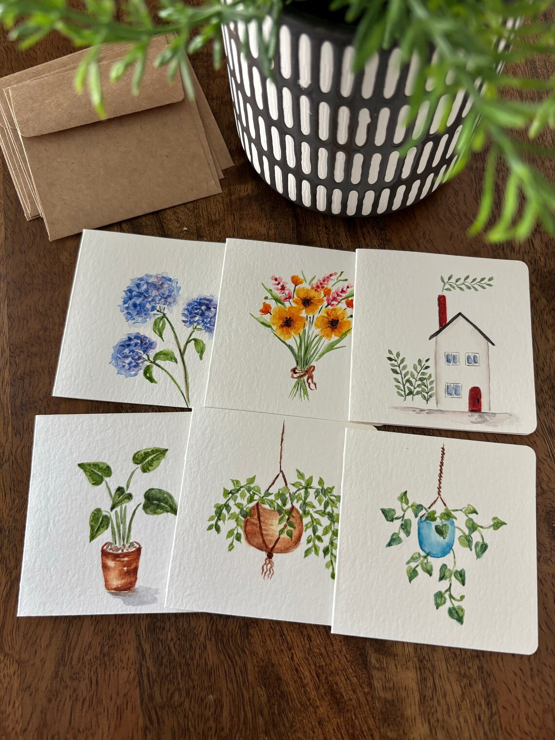 Mini Greeting Card With Frame Set, Original Watercolor Painting ...