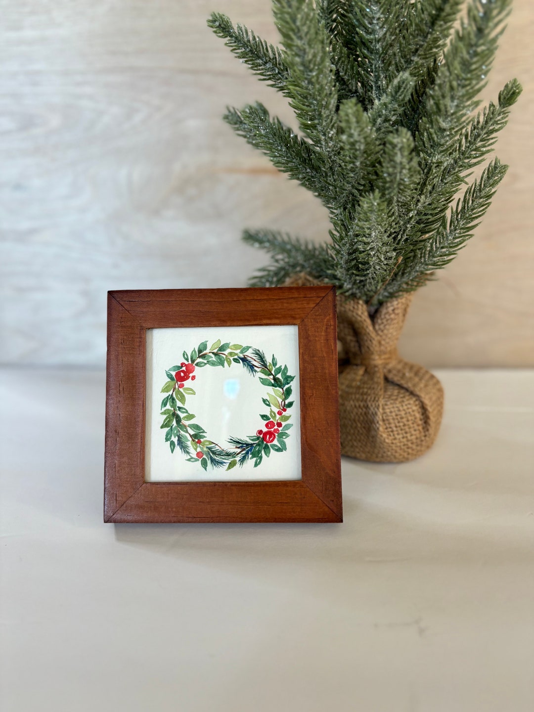 Mini Christmas Greeting Card With Frame Set Hand Painted - Etsy
