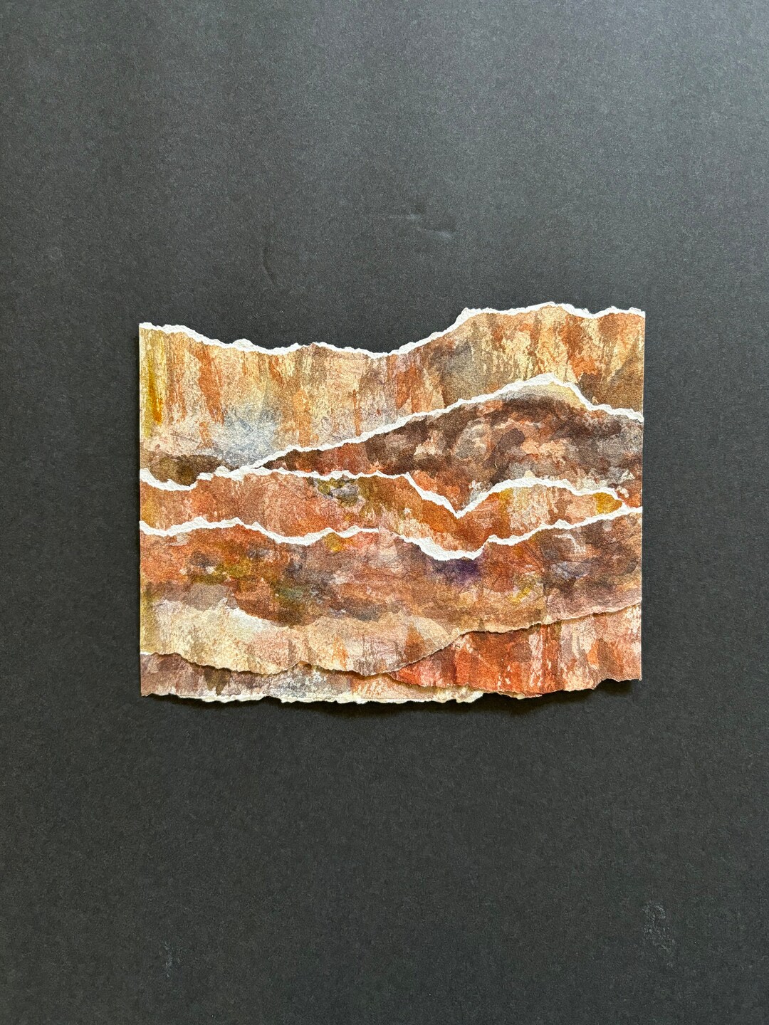 Abstract Collage Watercolor Painting Original, Wall Art Landscape ...