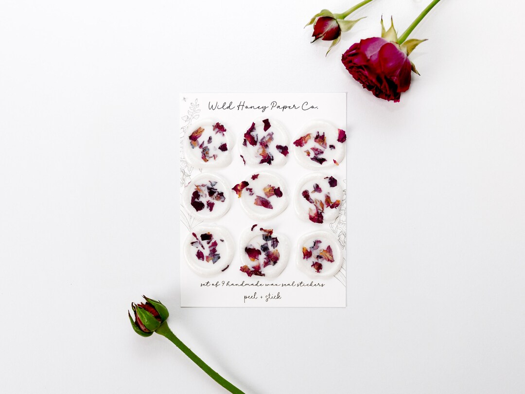 Pack of 9 Wax Seals for Envelopes | Real Rose Petal Flowers | Hand ...