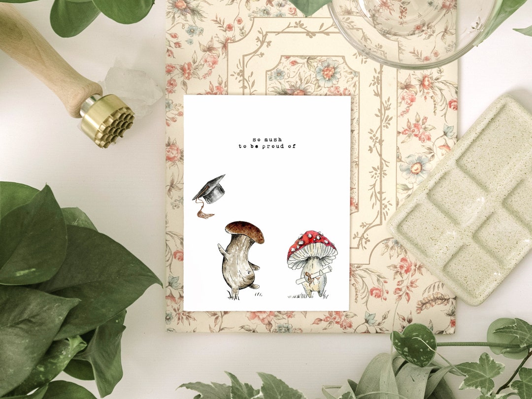 Mushroom Graduation | Hand Drawn Greeting Card | Artist Designed ...