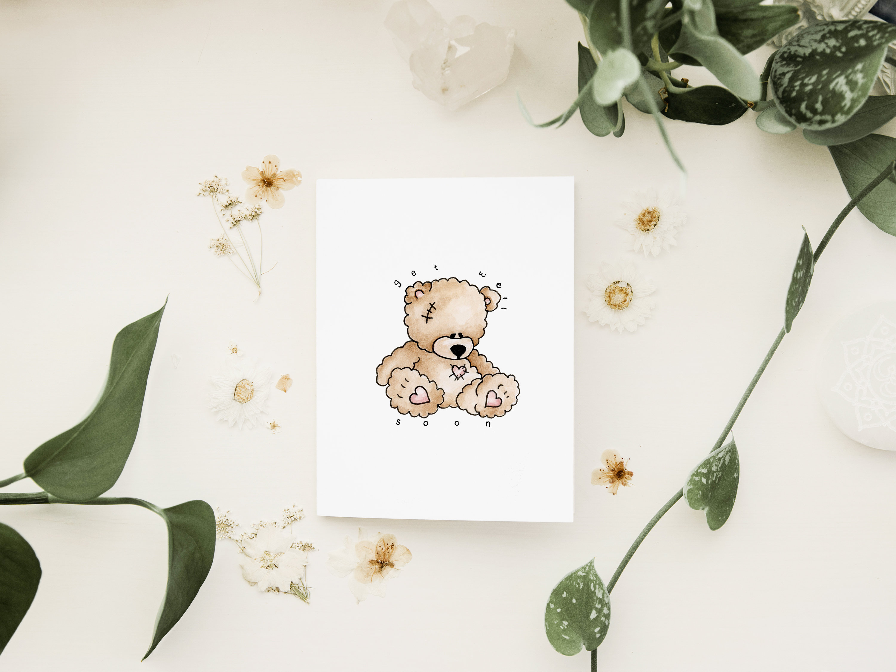 Teddy Bear | Hand Drawn Get Well Soon Card | Artist Designed ...