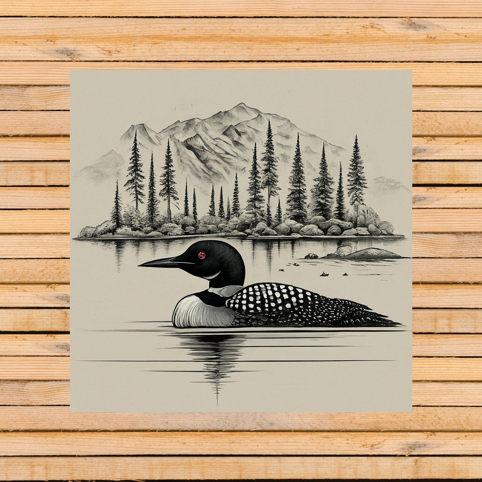 Loon SVG, Lake Life Decor, Lake Loon SVG, Lake Scene, Rustic Home Decor ...