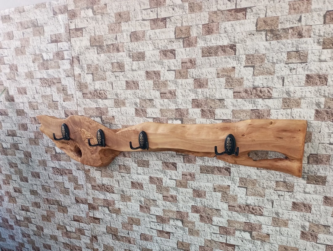Olive Wood Coat Rack Wall Mount,wall Coat Rack,rustic Wall Coat Rack ...