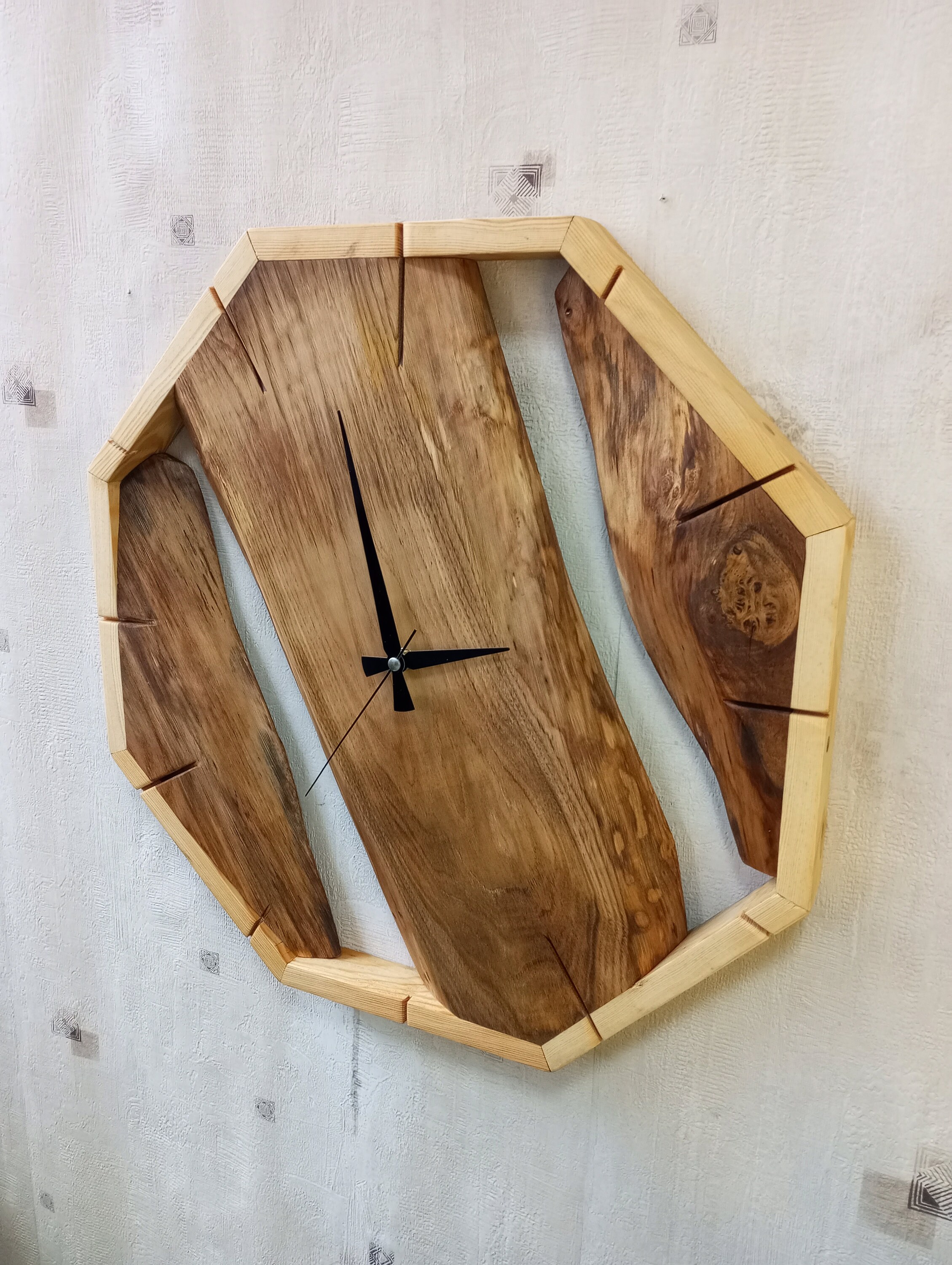 Chestnut Wall Clock,octagon Wall Clock,custom Made Wooden Framed,wall ...