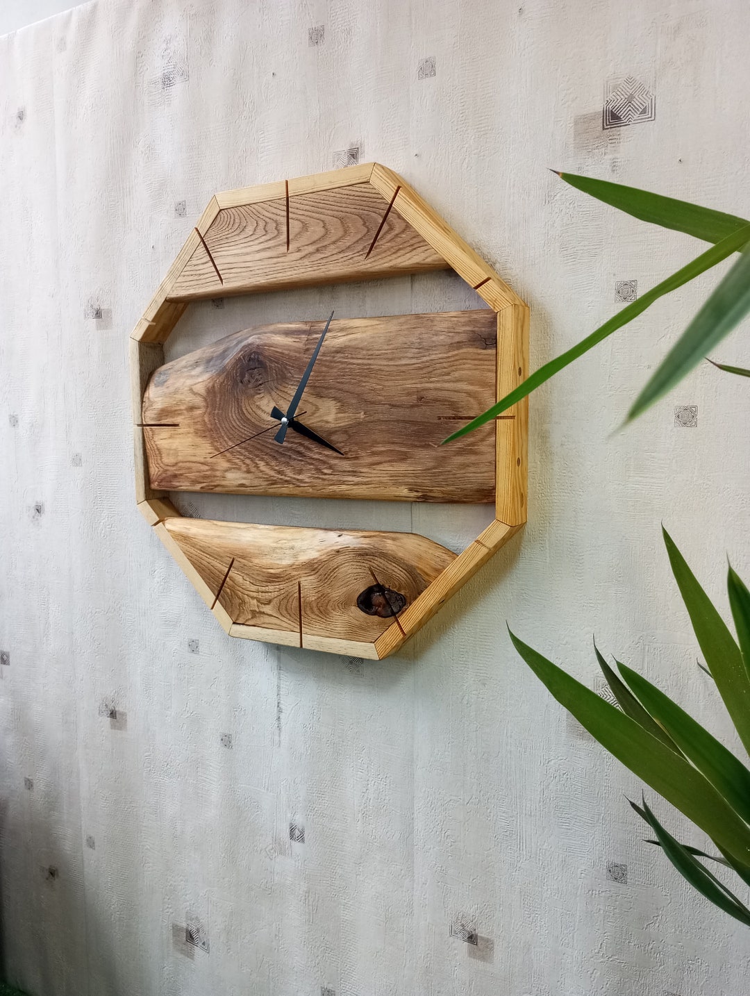 Chestnut Wall Clock,octagon Wall Clock,custom Made Wooden Framed,wall ...