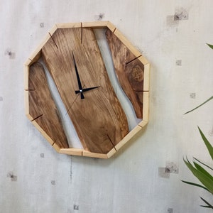 Chestnut Wall Clock,octagon Wall Clock,custom Made Wooden Framed,wall ...
