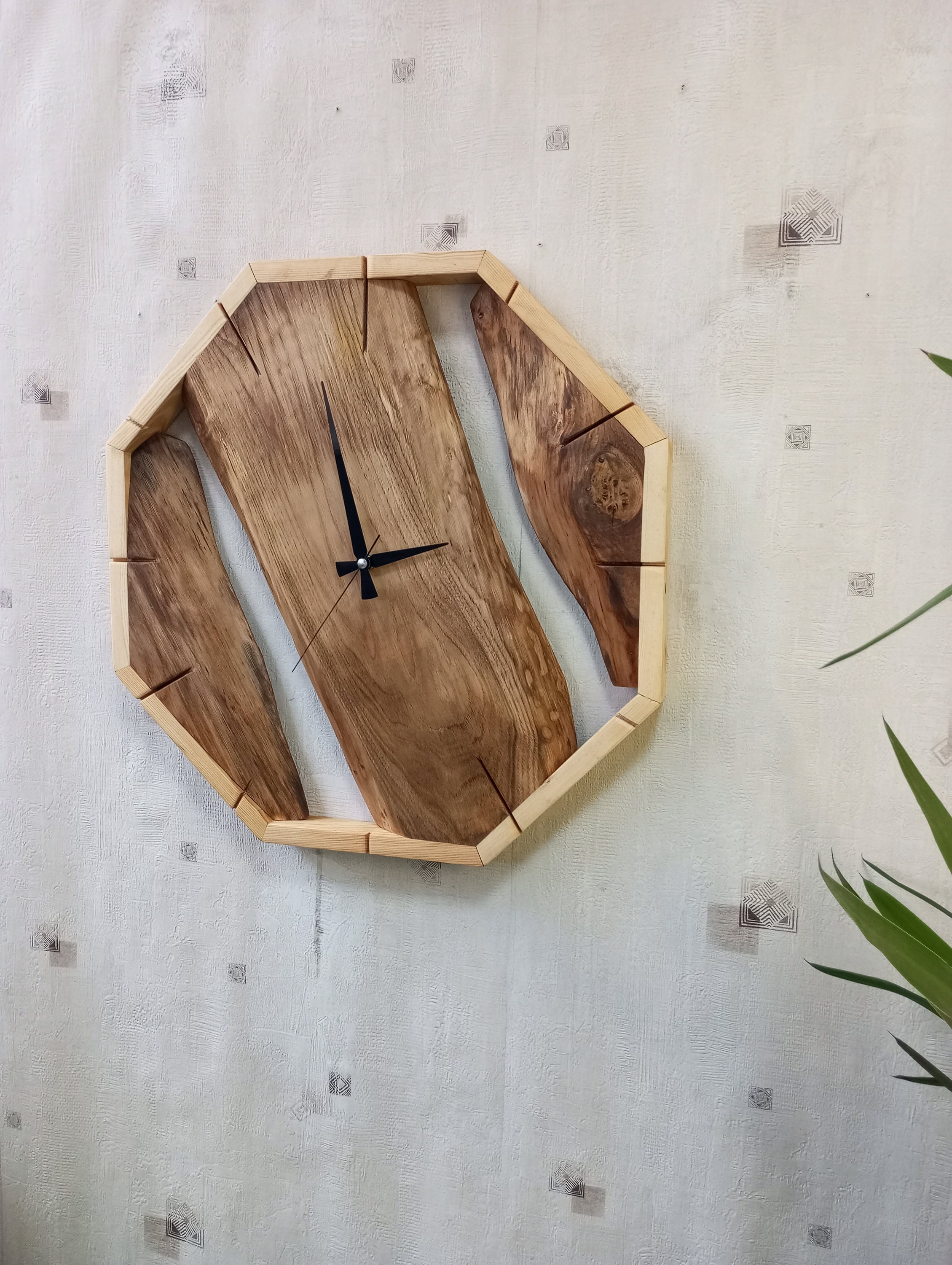 Chestnut Wall Clock,octagon Wall Clock,custom Made Wooden Framed,wall ...