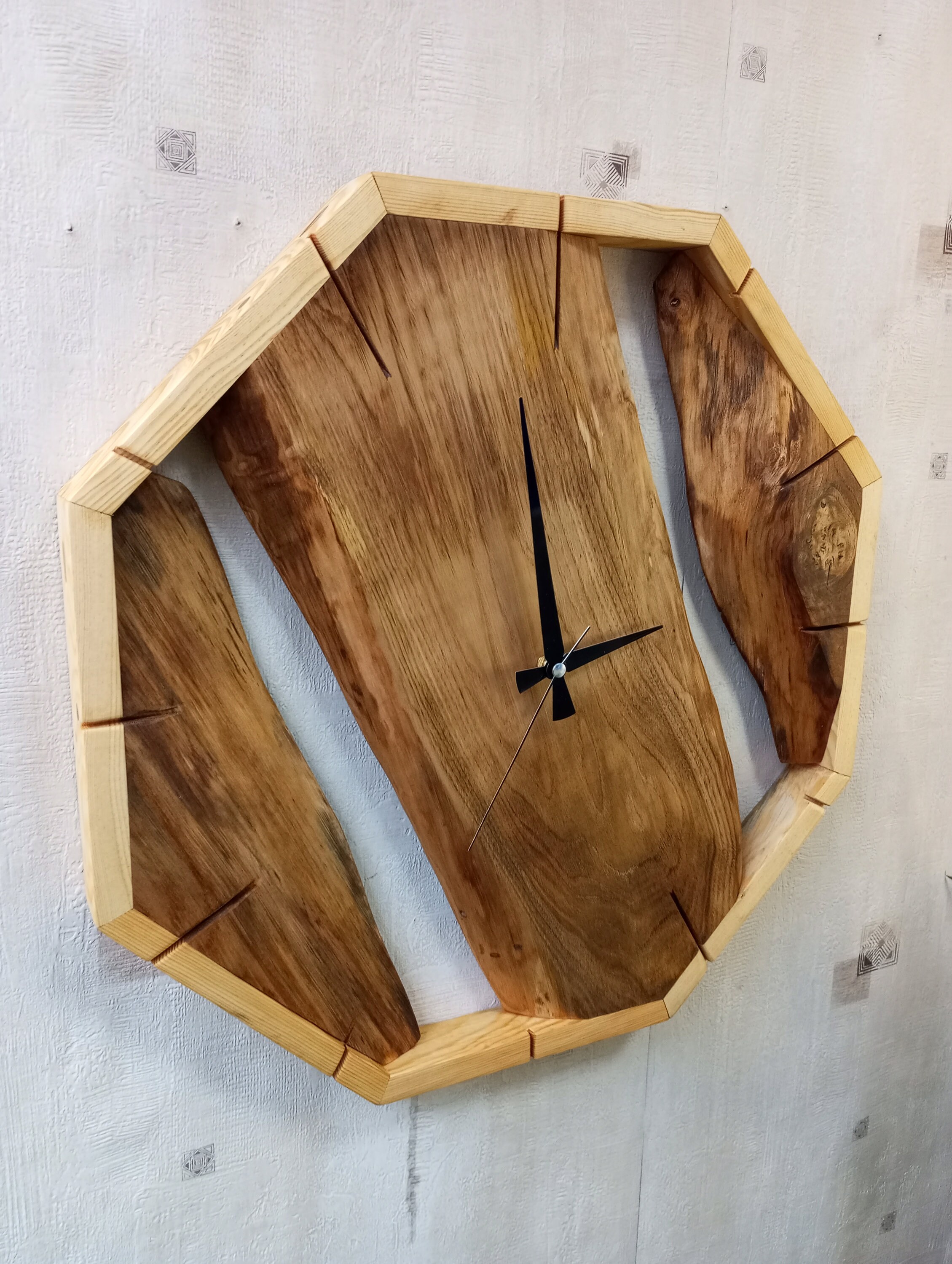 Chestnut Wall Clock,octagon Wall Clock,custom Made Wooden Framed,wall ...