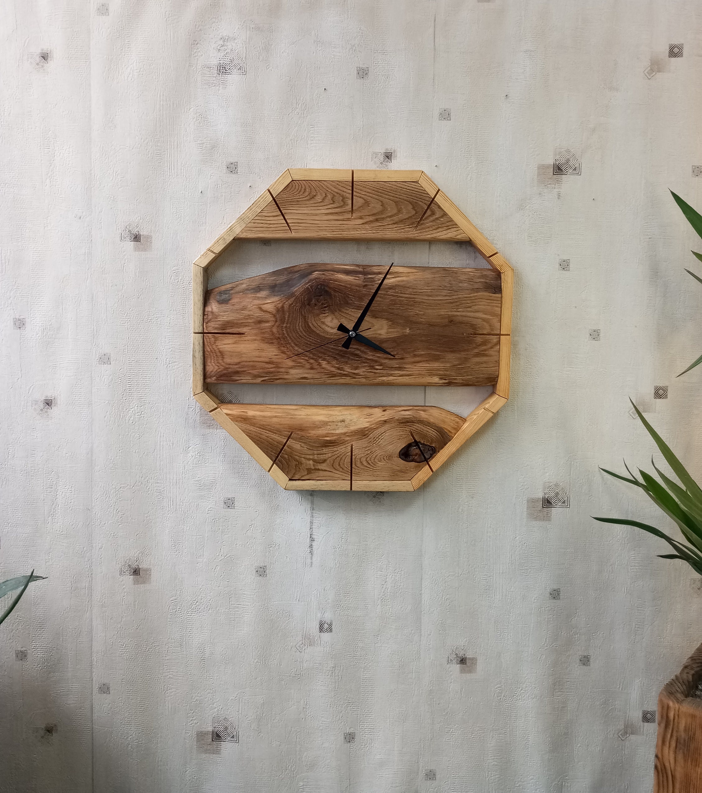 Chestnut Wall Clock,octagon Wall Clock,custom Made Wooden Framed,wall ...