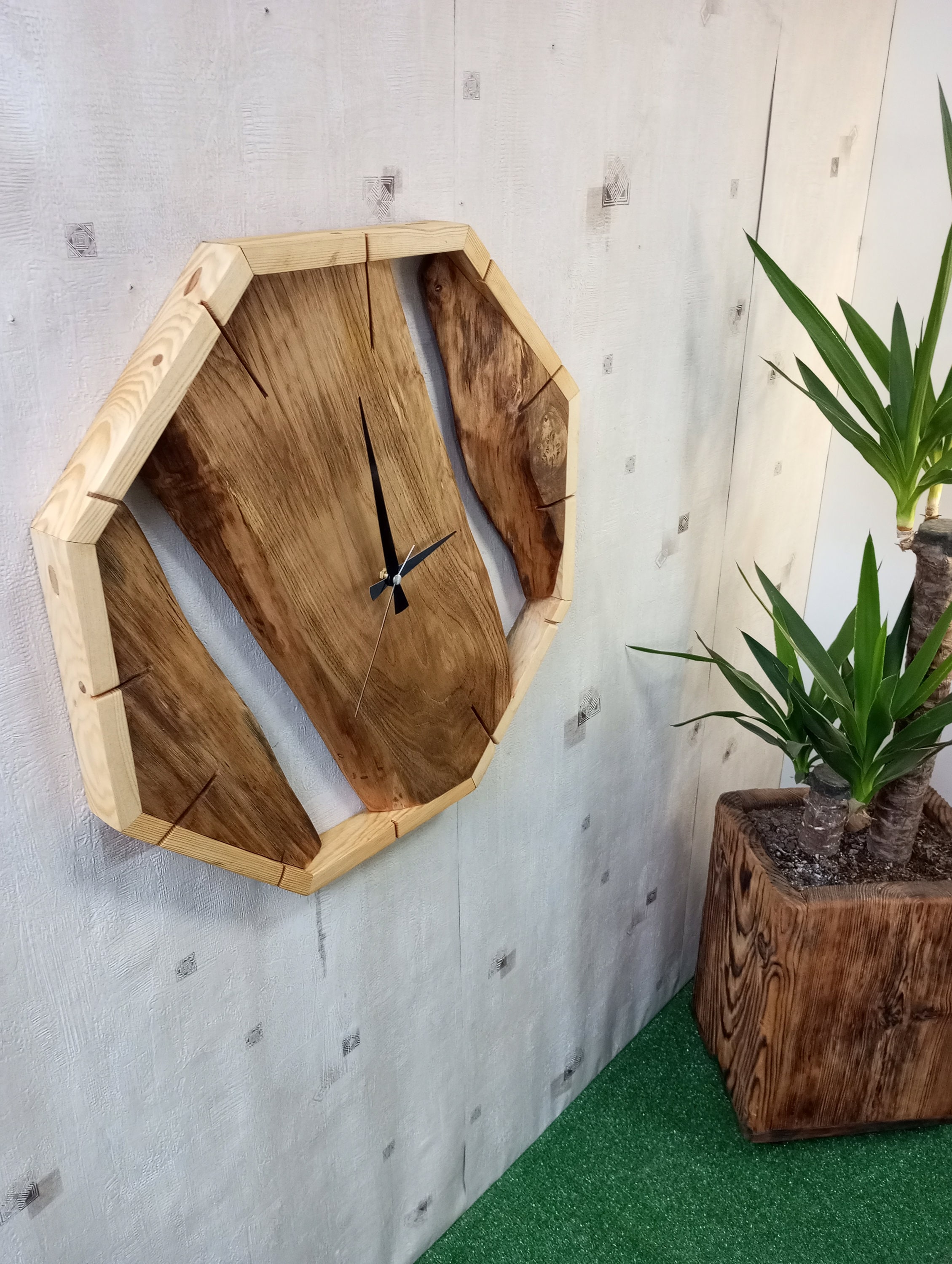 Chestnut Wall Clock,octagon Wall Clock,custom Made Wooden Framed,wall ...